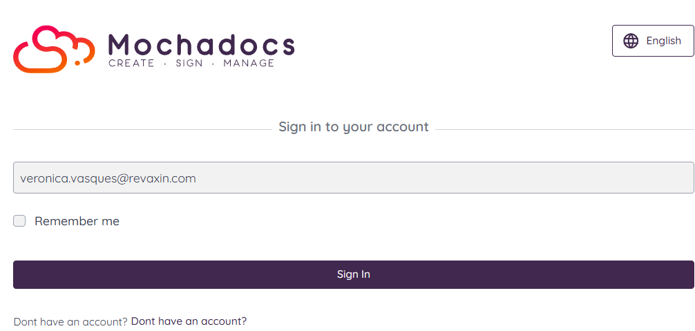Getting started: Logging in to Mochadocs CLM